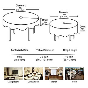 Xigua Patriotic Star Round Tablecloth 60" Waterproof Spillproof Polyester Fabric Table Cover with Zipper Umbrella Hole for Outdoor Patio Garden Dining Party