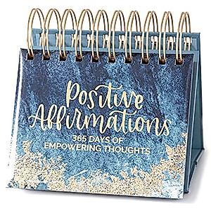 bloom daily planners Undated Perpetual Desk Easel / Inspirational Standing Flip Calendar - Page a Day - (5.25" x 5.5") - Positive Daily Affirmations