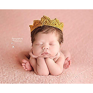 Handmade Newborn Crown, Baby Boy Girl Photo Prop, Gender Neutral Infant Photography Prop, Gold (Newborn, Gold)