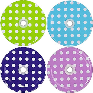Southern Homewares Polka Dot Pattern Mason Jar Lids for Straws Set of 4 Fun Jar Lids Kids Colorful Jar Lids Straw Holes Small