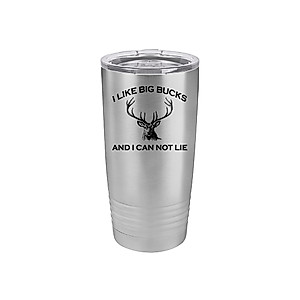 Rogue River Tactical Funny Hunting 20 Oz. Travel Tumbler Mug Cup w/Lid Vacuum Insulated Hot or Cold I Like Big Bucks Hunter Gift