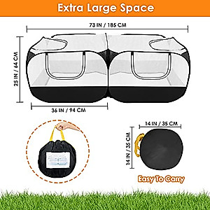SlowTon Small Animals Playpen, Portable Large Chicken Run Coop with Breathable Transparent Mesh Walls Foldable Pet Cage Tent with 4 Zipper Doors for Puppy Rabbits Outdoor Yard (No Bottom)