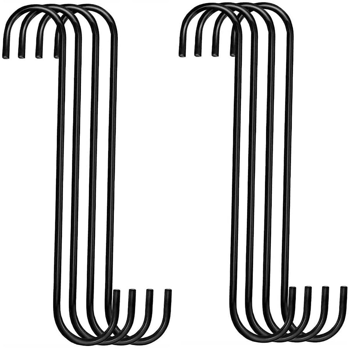 GDQLCNXB Extra Large 10 inch S Hooks for Hanging,S Shaped Hook Heavy Duty,Black Long S Hooks for Hanging Plant,Basket,Tree Branch,Closet,Garden,Pergola,Indoor Outdoor Uses 8 PCS