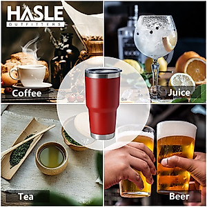 HASLE OUTFITTERS 30oz Stainless Steel Tumbler, Double Wall Vacuum Insulated Travel Mug Tumbler, Durable Insulated Coffee Mug, Gift Box Set (Red, 8)