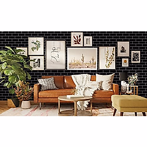 Fiula Black Brick Trellis Wallpaper - Peel and Stick Self Adhesive Subway Tile for Kitchen 17.7"78.7"