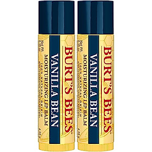 Burt's Bees Lip Balm Mothers Day Gifts for Mom - Vanilla Bean, Lip Moisturizer With Responsibly Sourced Beeswax, Tint-Free, Natural Conditioning Lip Treatment, 2 Tubes, 0.15 oz.