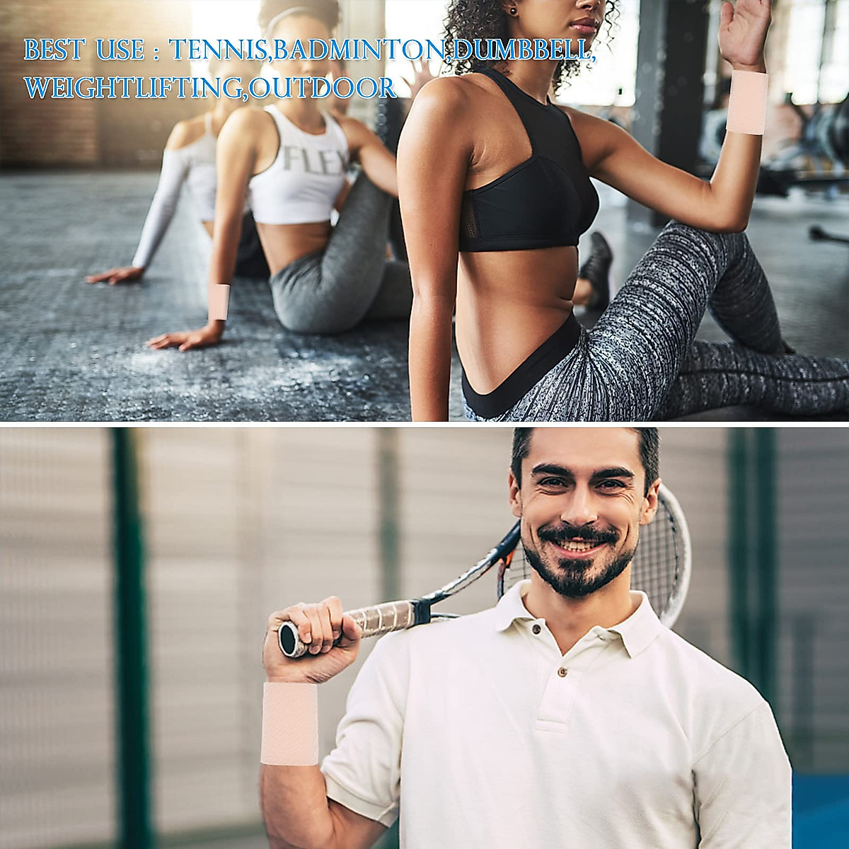 ATENTO 4 PCS Compression Wrist Sleeve | Compression Wrist Brace | Wrist Support Elastic Wristbands Sleeves | Improve and Recovery for Wrist Swelling, Soreness, Tendonitis, Carpal Tunnel and Sprained for Men and Women Sports (Medium, Beige)