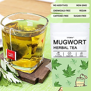 TZTZBOM Mugwort Tea 20 Teabags, Caffeine Free, Natural Dried Mugwort Herb Tea
