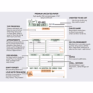 Mom's No-Nag To-Do List, 50 Tear-Off 6"x9" Sheet Pad (Perfect for Tweens and Teens) - Organizer, Scheduler, Daily Planner, Productivity Tracker for Organizing Goals, Notepad