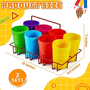 Glenmal 2 Sets Plastic Marker Caddy and Stand for Kids Classroom School Portable Wire Craft Organizers and Storage with Handle Art Supplies Pencils Paint Brushes Crayon Organizer for Scrapbook Desk