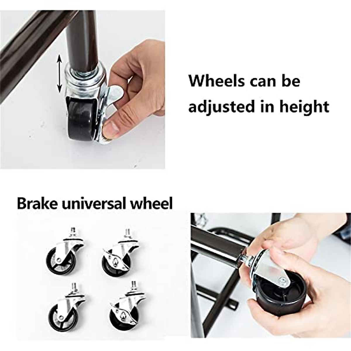 LUSIMO Laundry Basket with Wheels and Hanging Rack Rolling Laundry Cart Garment Rack with Clothes Hamper Easy Assembly Black