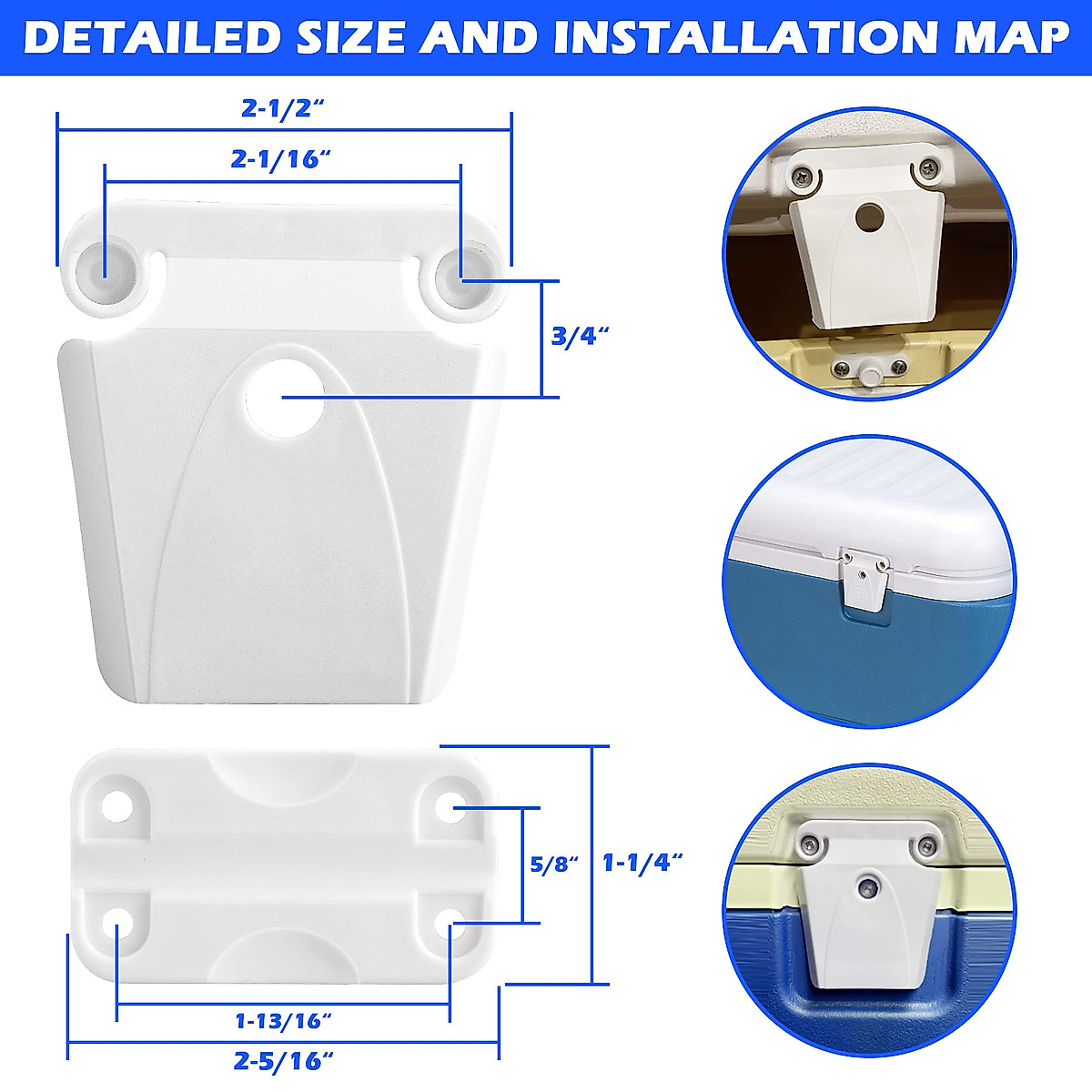 Cooler Hinge and Latch and Screws Kit, High Strength Cooler Latch Replacement Parts. Ice Chest Plastic Hinges, Latch Posts, and Screws, The Best Option for Repairing and Replacing Cooler Parts.
