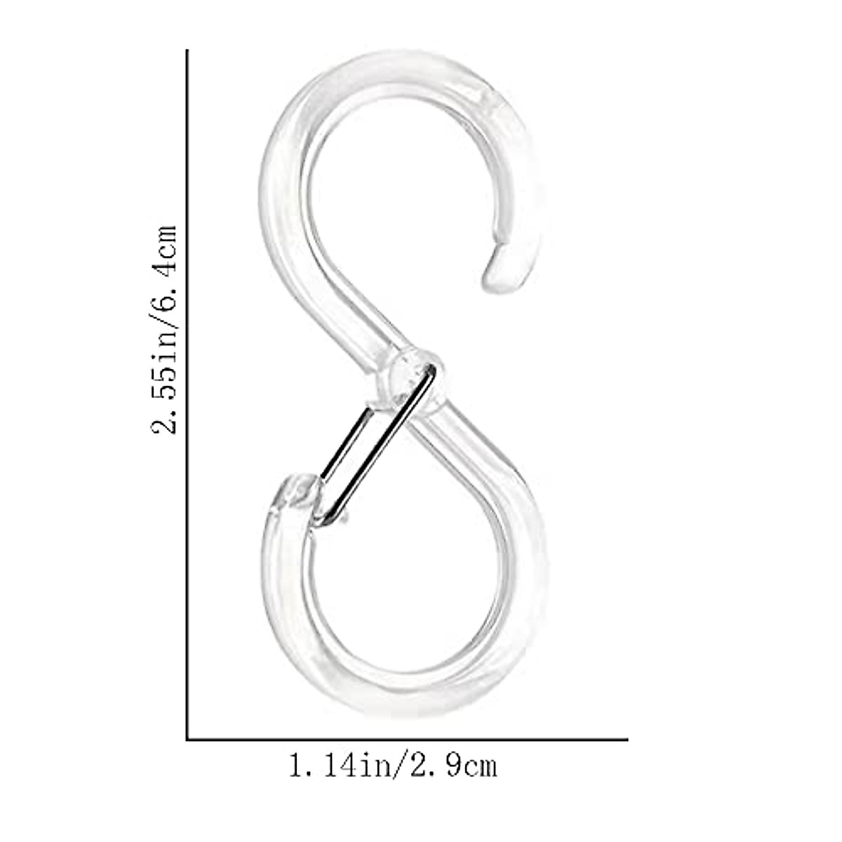 8 Pcs S Hooks Safety Buckle Hook Hanging Hooks for Hanging Pots and Pans Plants Clothes(Transparent)