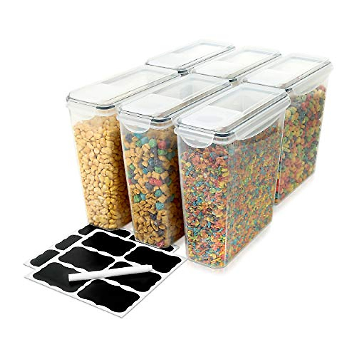 Cereal Containers Storage Set Large (6 Pack) Airtight Food Storage Containers for Kitchen & Pantry Organization, Cereal Storage Container Set for Crunchiness, 6 Pack