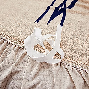 AMDXD 4 Seater Recliner Couch Cover 235-300cm, Polyester Furniture Covers Light Brown Dark Blue Flower Anti-Slip Super Stretch Sofa Cover Style 10