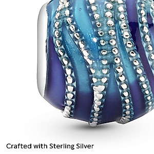 Pandora Jewelry Blue Wave Charm - Original Charm for Pandora Charm Bracelets - Perfect Charm for Mom, Daughter, Sister & More - Sterling Silver and Enamel, No Box