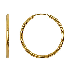 Medium 14K Yellow Gold Continuous Endless Hoop Earrings (2mm Tube) (30mm)