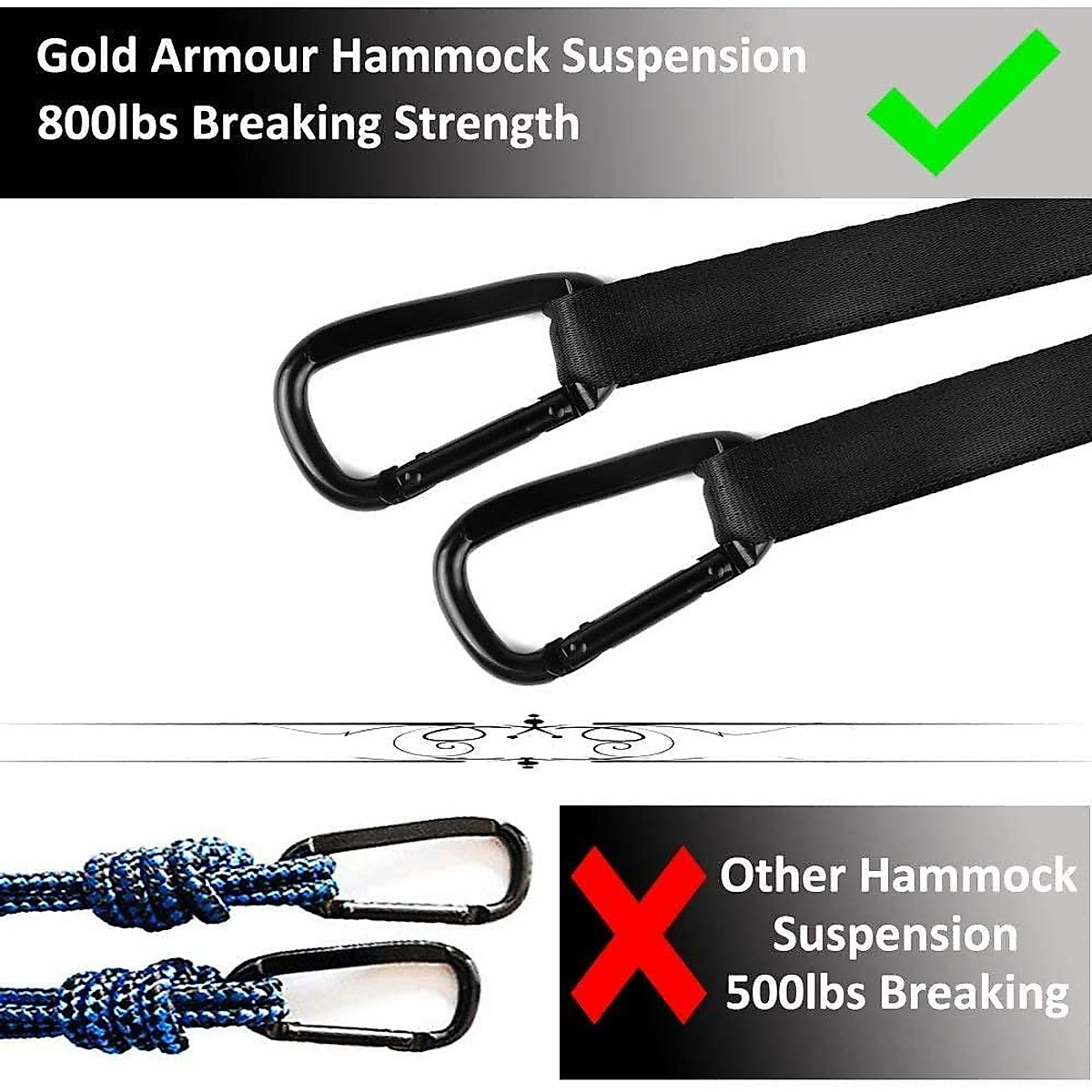 Gold Armour Camping Hammock - Portable Hammock Single Hammock Camping Accessories Gear for Outdoor Indoor Adult Kids, USA Based Brand (Orange & Black)