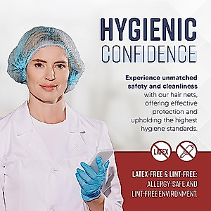 Medical Nation Hair Net, Disposable Pleated Hair Nets | Blue, 100 Count | Bouffant Hair Cap Hair Nets for Food Service, Medical Use - 21" Hairnets for Women & Men- Latex Free with Elastic Band - Blue