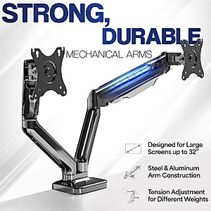 VIVO Dual Monitor up to 32 inches and 19.8 lbs per Screen, Pneumatic Arm Desk Mount, Articulating Counterbalance, VESA Stand, Classic, STAND-V002O