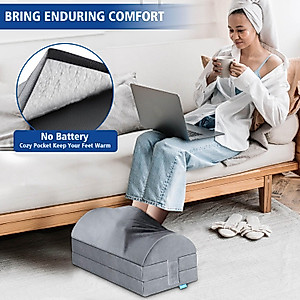 KAYFIA Foot Rest for Under Desk at Work XX-Large with 3 Adjustable Heights，Foot Stool with Supportive Gel-Infused Foam, Warmer Feet Pocket Footrest for Office Gaming Chair, for Leg Support -Gray