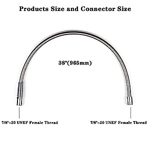 TBER Commercial Pre-rinse Sprayer Hose Replacement Kit for Pre rinse Faucet with 7/8”-20 UN Female Ends, 38” Flexible Stainless Commercial Dish Sprayer Sink Hose