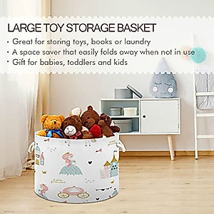 Kigai Princess Castle Cotton Rope Basket Large Collapsible Baby Laundry Basket Blanket Basket Kid's Toy Storage Basket Organizer for Nursery Bedroom Home Decor