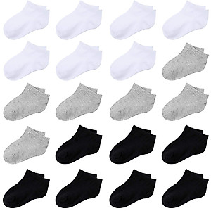 Cooraby 20 Pairs Toddler Kids Ankle Socks Boys Girls Half Cushion Low Cut Soft Breathable Athletic Socks