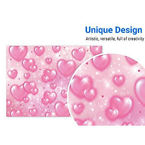 Funnytree 96" x 72" Early 2000s Photography Backdrop Pink Hearts Romantic Valentine's Background Baby Shower Birthday Day Girl Party Banner Decor Supplies Portrait Props Photobooth Gift