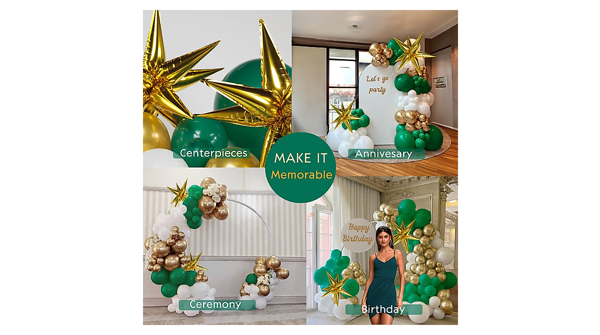 Hunter Green Gold Balloon Garland Arch Kit for Parties