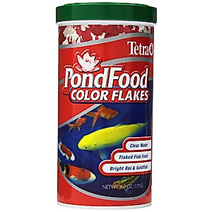 TetraPond PondFood Color Flakes, Color-Enhancing Flaked Fish Food For Small Ponds, 6-Ounce (77021)