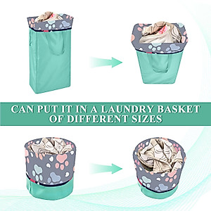 Colorful Cute Dog Paw Prints Laundry Bag Travel Mesh Laundry Bags Drawstring Large Laundry Basket Hamper Washable Lingerie Storage Net Bag for Delicates Camp Dirty Clothes Apartment Home