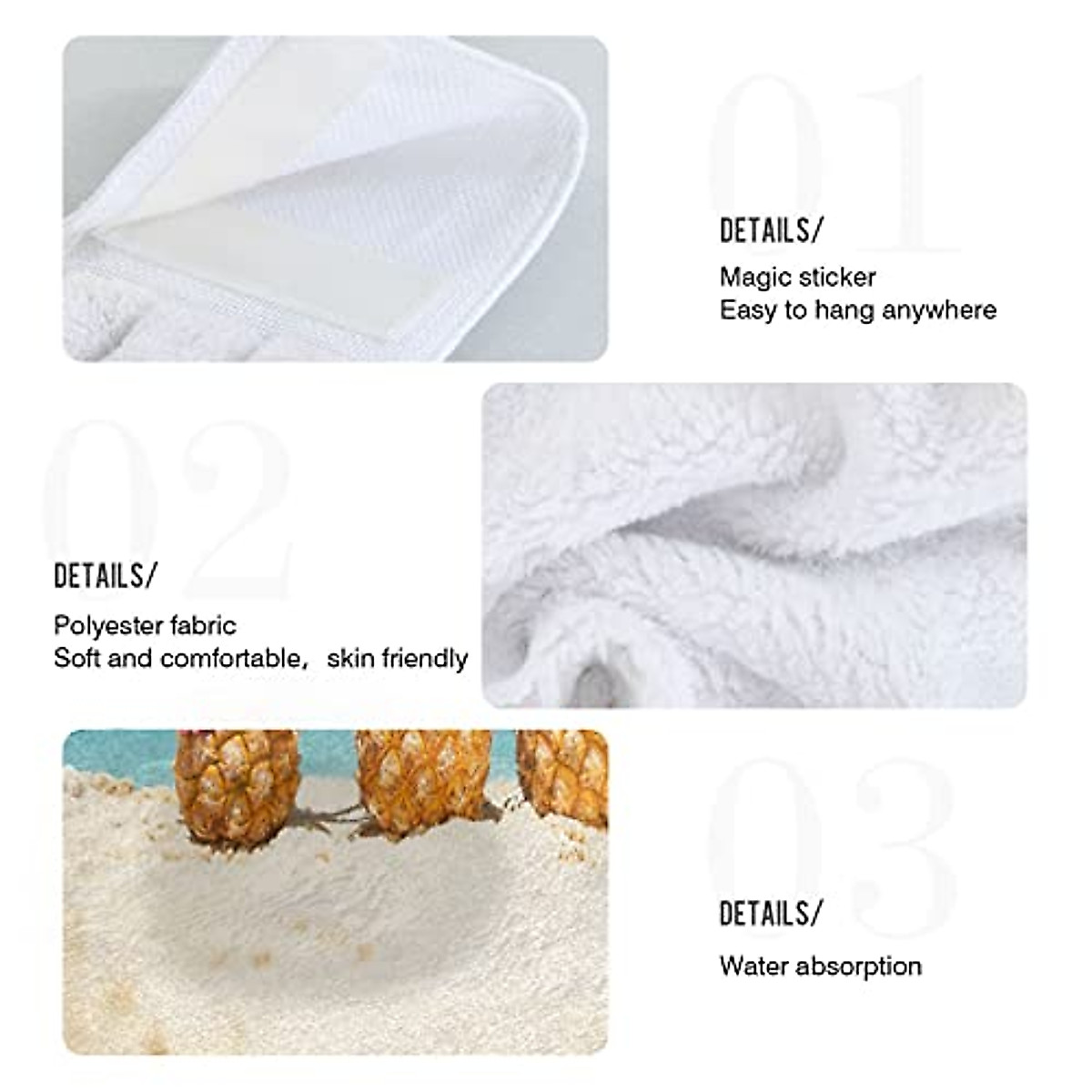 SLHKPNS Pineapples with Sunglasses Kitchen Hanging Hand Towels, Funny Beach Absorbent Tie Towel with Loop 2 PCS Kitchen Linen Sets for Bathroom Restroom Home Decor