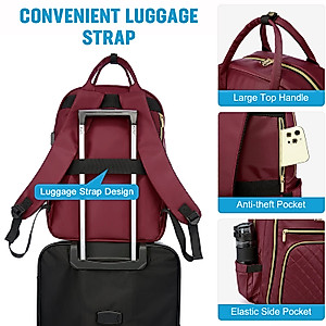 LOVEVOOK Laptop Backpack for Women, Water Resistant Travel Work Backpacks Purse Stylish College Business Teacher Nurse Computer Bag with USB Charging Port, Fits 17" Laptop