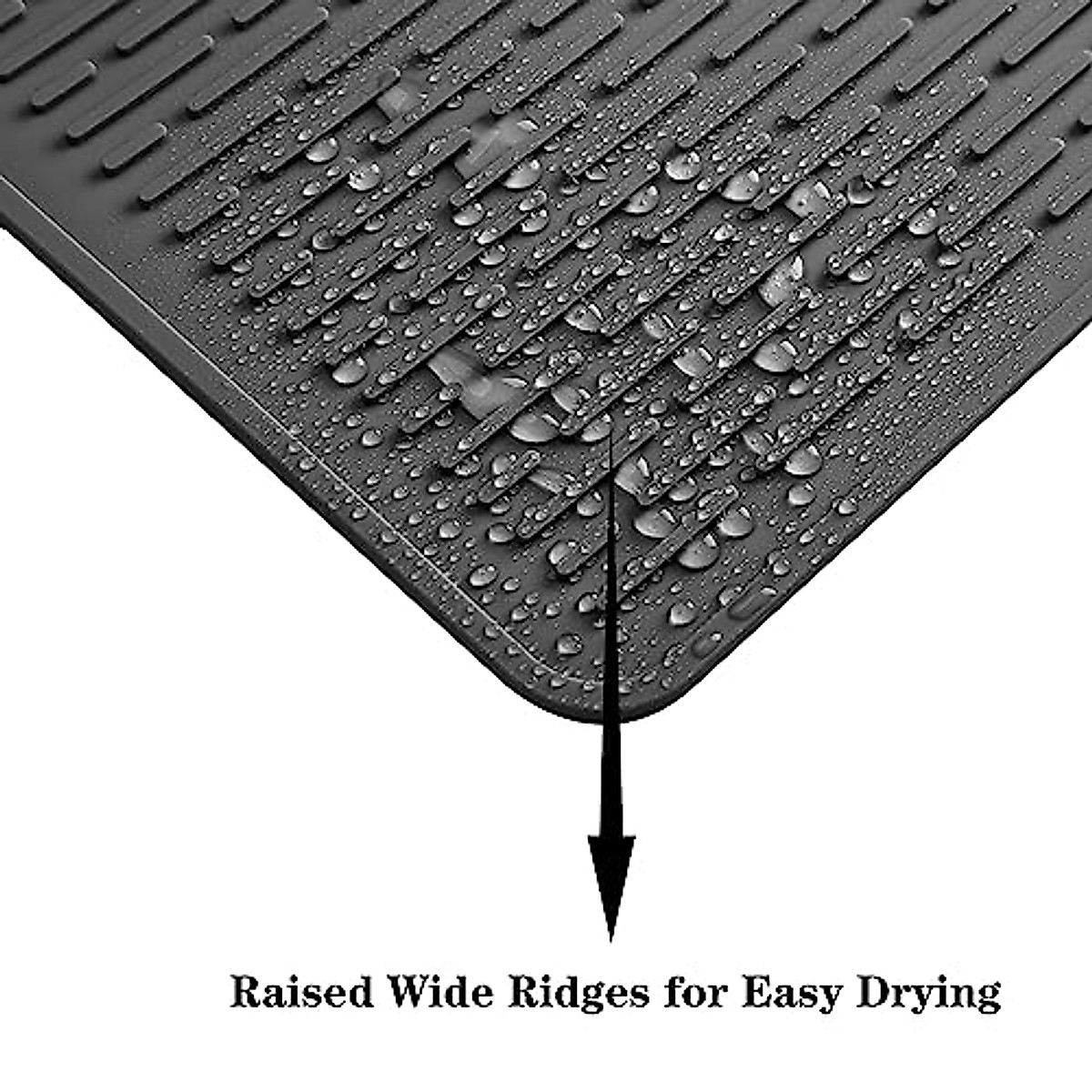 Piduules Eco-friendly Silicone Dish Drying Mat Large Reusable Non-slipping and Heat Resistant Dish Quick Drying Pad, Dishwasher Safe Dishwasher Safe, Black S 11.8"x7.8"