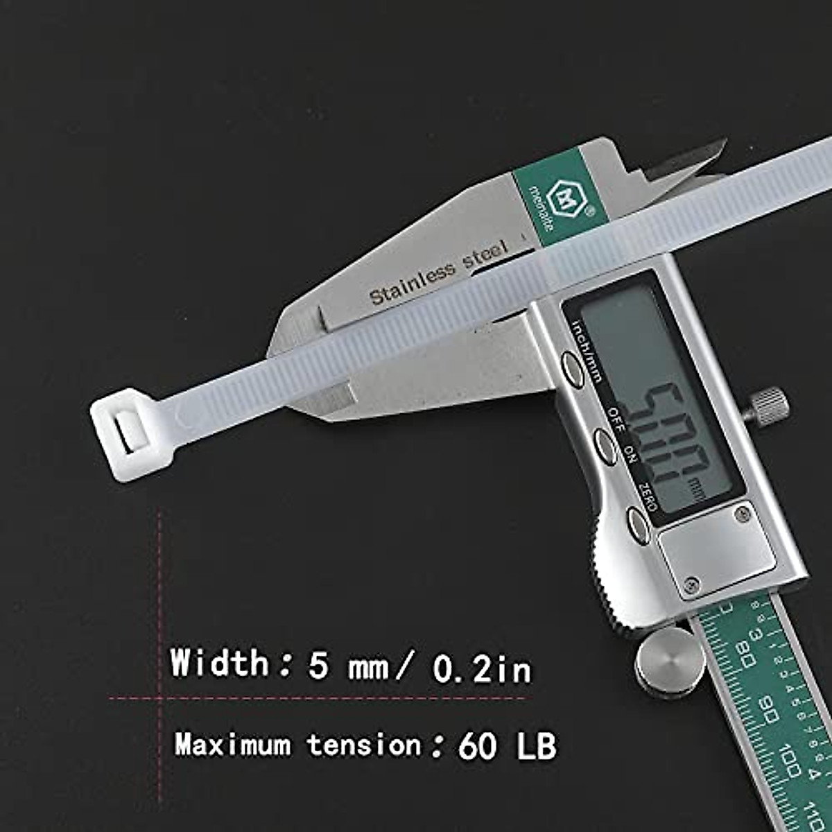 White zip ties 18 inch Large Cable ties wraps100 pcs/Pack outdoor use Long plastic ties with 60 Pounds tensile