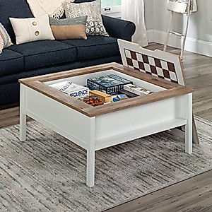 Sauder Cottage Road Coffee Gaming Table with Removable Top, Soft White Finish