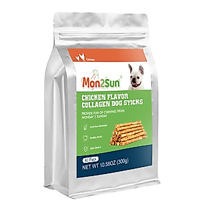 MON2SUN Chicken Collagen Sticks for Dogs, 5 Inch Teeth Cleaning Collagen Dog Chews for Small Dogs (Chicken Flavored) No Hide Skin & Coat Healthy Dog Snacks, 10.58oz (40 Count-Pack of 1)