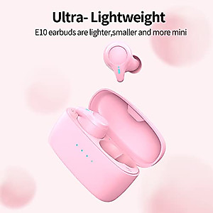 KOSETON E10 True Wireless Earbuds, Mini Pink – Wireless in-Ear Headphones with Charging Case for HD Calls & Music – Bluetooth Earbuds with Superior Sound & Premium Comfort