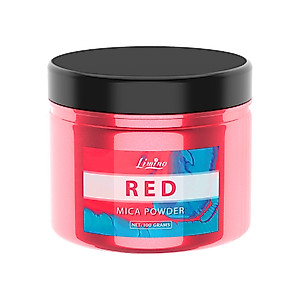 Mica Powder Pure - 3.5oz Pearl Epoxy Resin Color Pigment - Cosmetic Grade Slime Coloring Pigment - Natural Soap Dye for Soap Making Supplies Kit, Bath Bomb Colorant, Paint, Nail Art (Red)