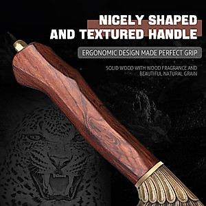 TIVOLI Ulu Knife 9-inch Pizza Cutter Axe, Viking Butcher Cleaver Knife, German 1.4116 Super Steel Rose Wooden Handle with Sheath & Box, Kitchen Knife Mincing Meat Vegetable Cleaver Rocking Knife