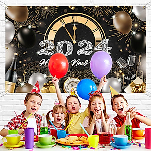 Happy New Year 2024 Backdrop Banner,Cheers to 2024 New Years Banner Decorations,New Years Eve Photography Backdrops 6x4ft