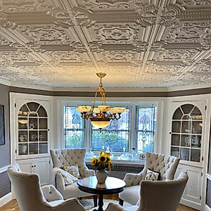 From Plain To Beautiful In Hours 258wm-24x24-10 My Beautiful Damaris PVC 2' x 2' Lay-in or Glue-up Ceiling Tile in White Matte 10 Piece (Case / 40 sq.ft)