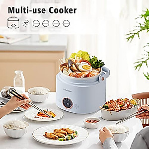 Stariver Small Rice Cooker, 2 Cups Uncooked Mini Portable Rice Cooker with Handle, Non-Stick Ramen Cooker, PFOA-Free, Rice Maker with Keep Warm & Delay Start Function, Electric Pot, Blue