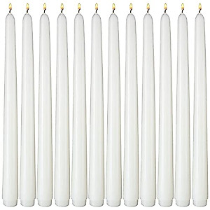 12 Pcs White Taper Candles for Home Decoration, 10×7/8 Inch Thin Candlesticks, Great for Dinner Party and Emergency