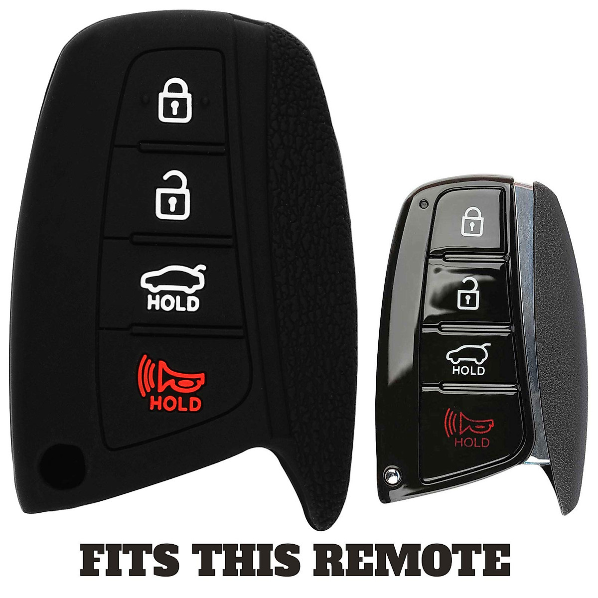 KeyGuardz Keyless Entry Remote Car Smart Key Fob Outer Shell Cover Soft Rubber Case for Hyundai Azera Genesis Santa Fe