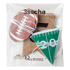 3sscha 3pcs Football Burlap Banners - Football Felt Banner Game Time Yard Line Hanging Decoration Sports Rustic Bunting Flag Photo Prop Backdrop for Baby Shower Game Day Birthday Party Favor Supplies