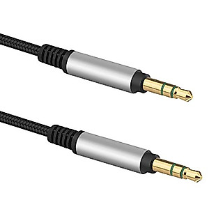 GEEKRIA Audio Cable Compatible with Anker Soundcore Space Q45, Life Q35, Life Q30, Life 2 Active, Vortex, Bluedio F800 Cable, 3.5mm Braided Nylon Replacement Stereo Cord (4 ft / 1.2 m)