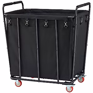 Hoctieon Large Rolling Laundry Hamper with Wheels, Laundry Sorter Cart for Clothes Storage, Durable Laundry Basket with Lockable Wheels, Heavy Duty Clothes Hamper for Laundry & Bedroom, Black