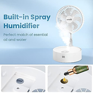 AirCover 2021 8-Inch Foldaway Oscillating Fan with Remote Control, 3-Speed, Cordless Rechargeable Standing Portable Pedestal Fan, 7200mAh Battery Operated Fan for Home Office Outdoor Camping Travel